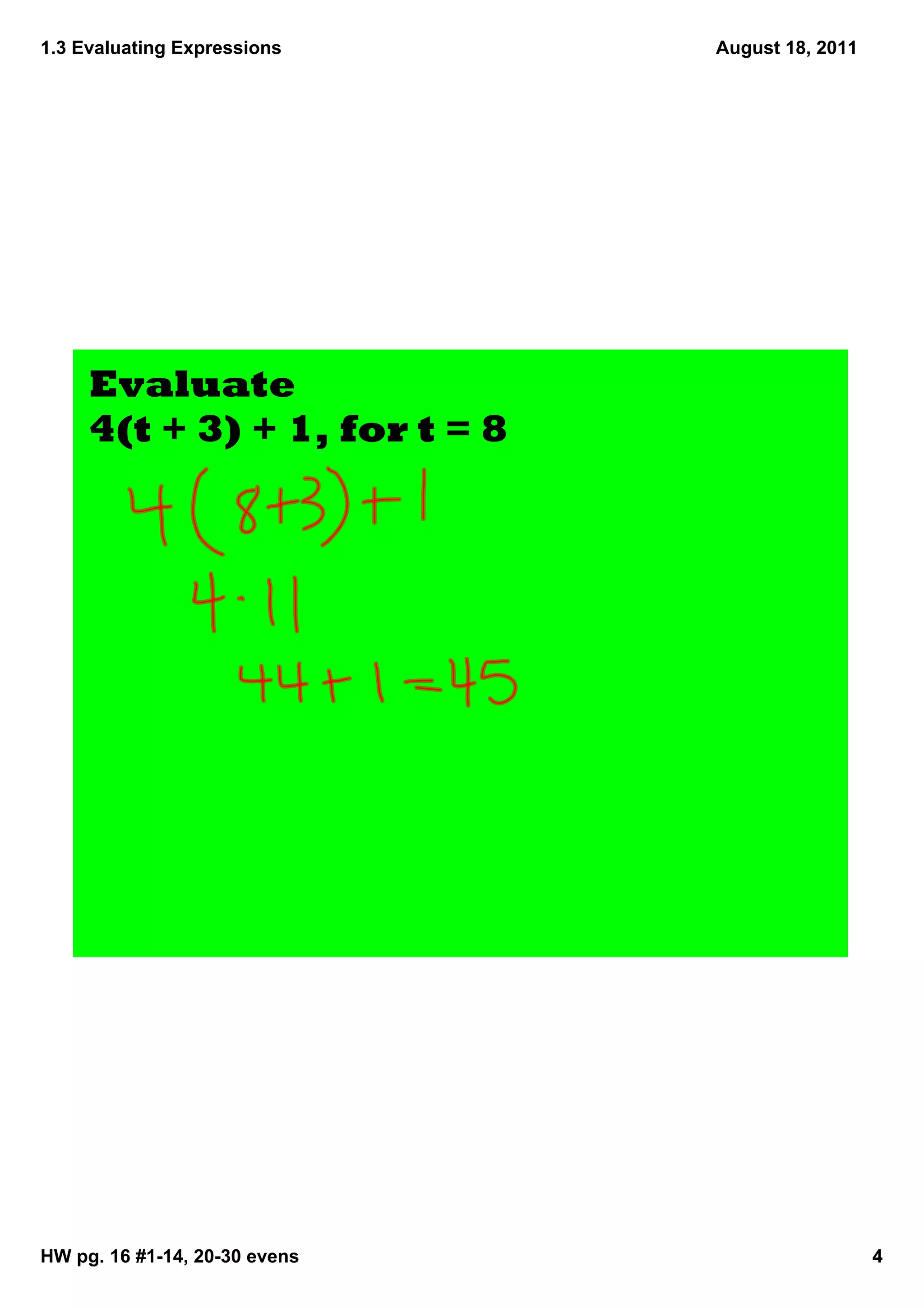 1.3 evaluating expressions notes | PDF