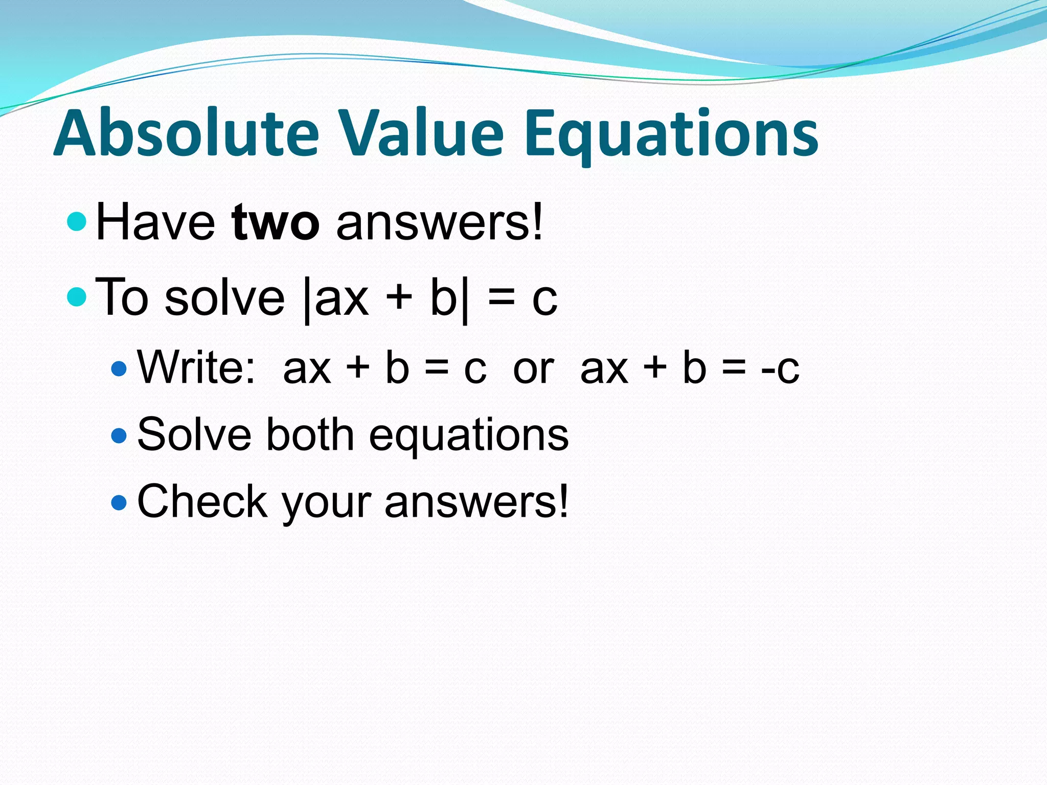 1 3 extension absolute value equations | PPTX