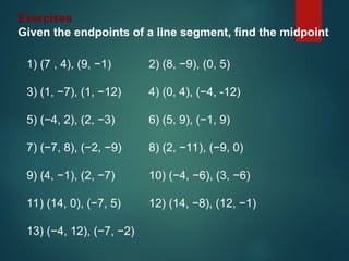 1-3 Midpoint Formula lesson in math 10ppt | PPT
