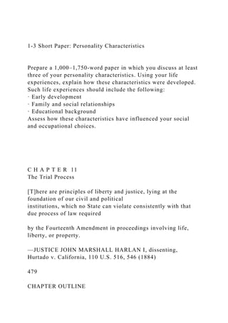 1-3 Short Paper Personality CharacteristicsPrepare a 1,000–.docx