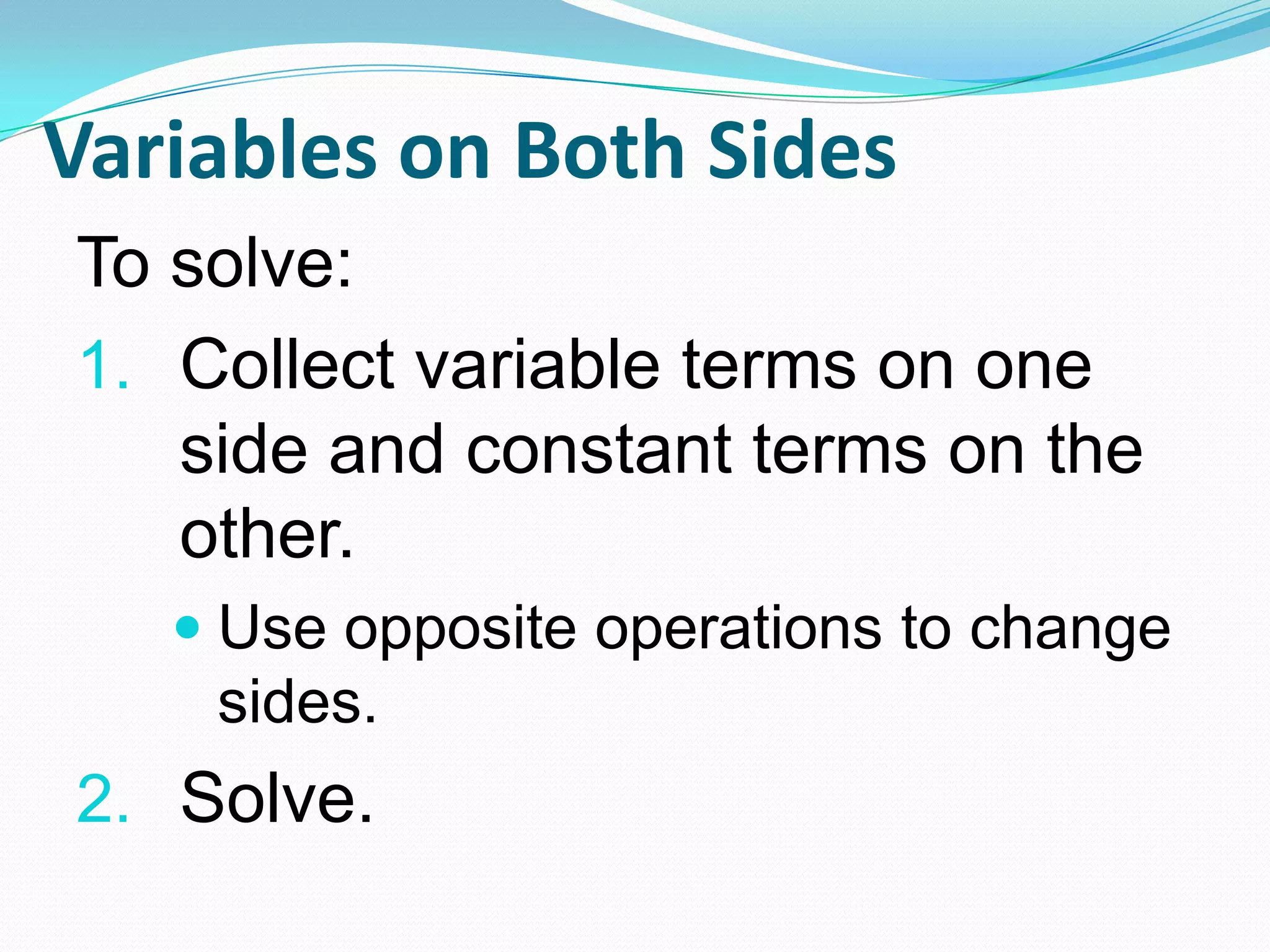 1 3 solving equations with variables on both sides | PPTX | Programming Languages | Computing