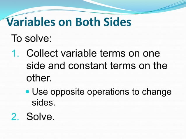 1 3 solving equations with variables on both sides | PPTX | Programming ...