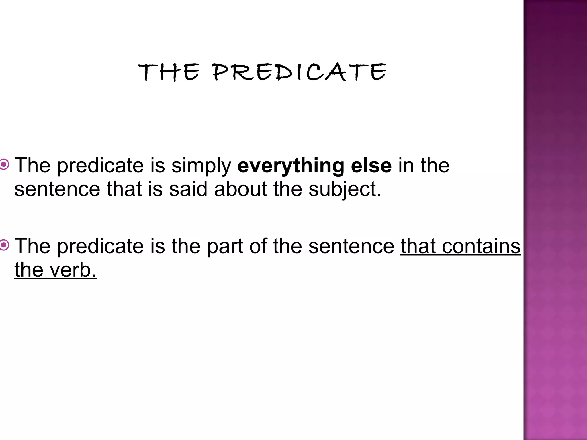 1.3 y 1.4 subject and predicate | PPT | Food & Drink
