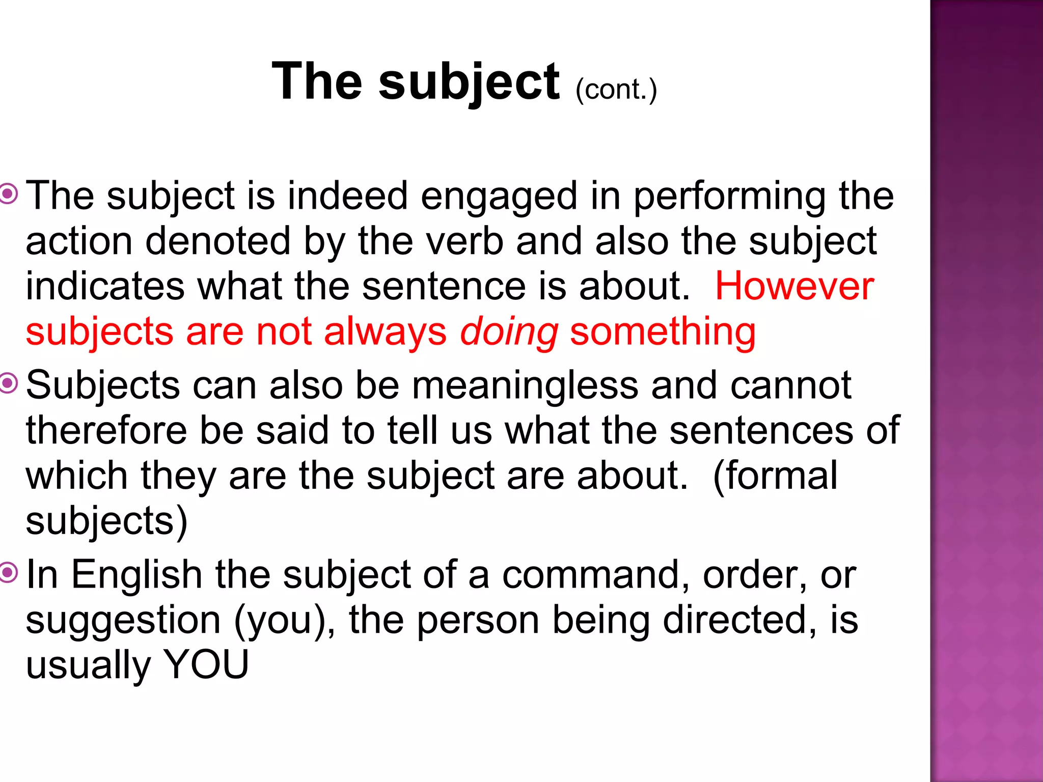 1.3 y 1.4 subject and predicate | PPT
