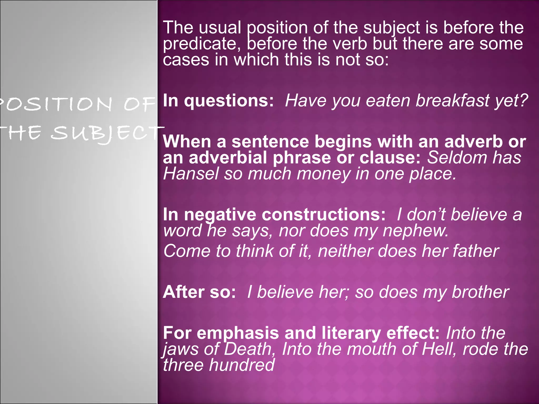 1.3 y 1.4 subject and predicate | PPT