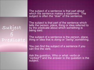 1.3 y 1.4 subject and predicate | PPT | Food & Drink