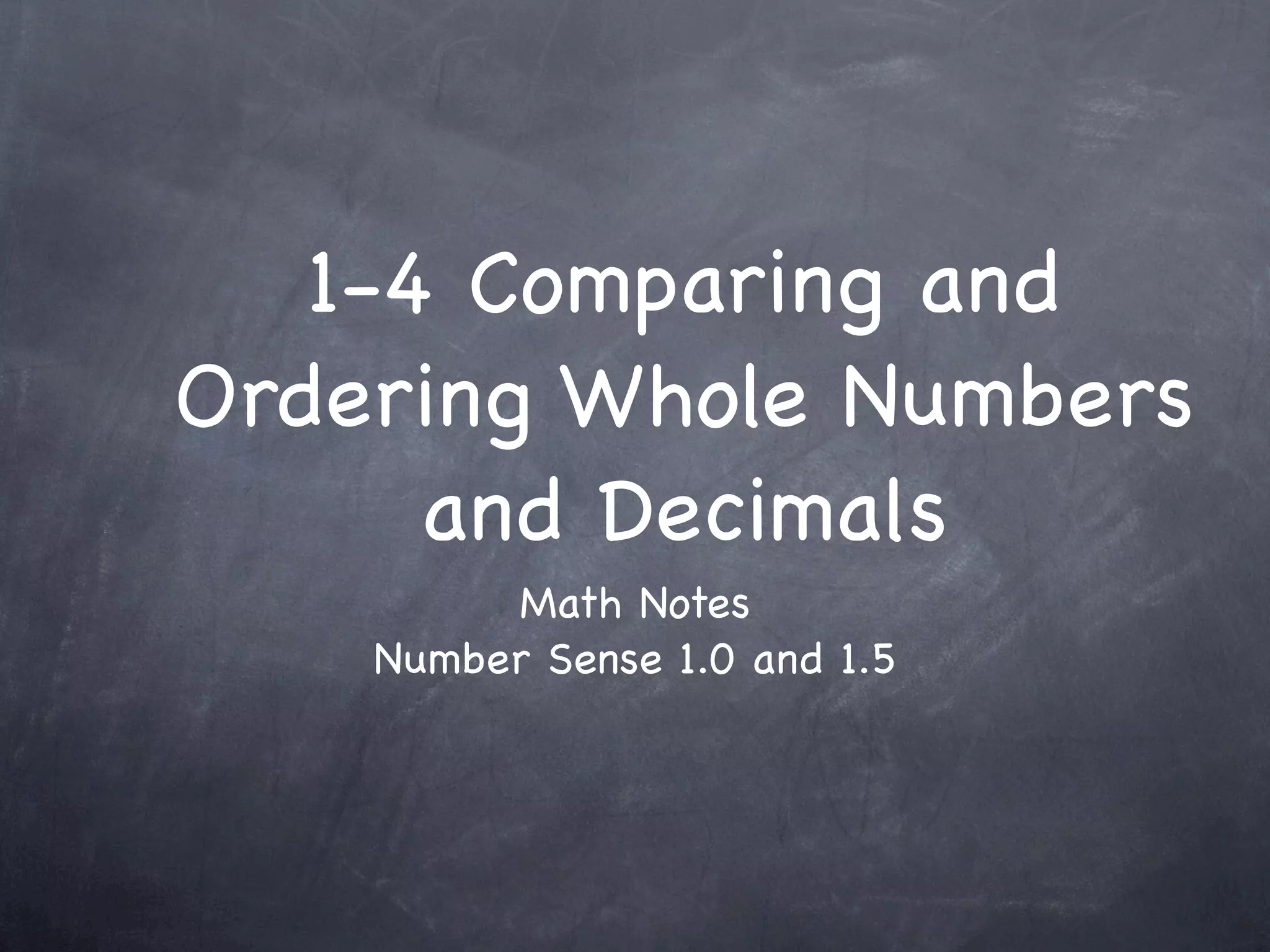 1-4 Comparing/Ordering Whole #/Decimals | PPT