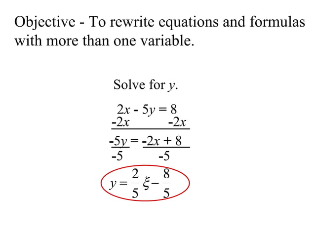 1.4 Rewriting Equations and Formulas | PPT