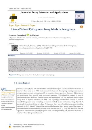 Interval valued Pythagorean fuzzy ideals in semigroups | PDF