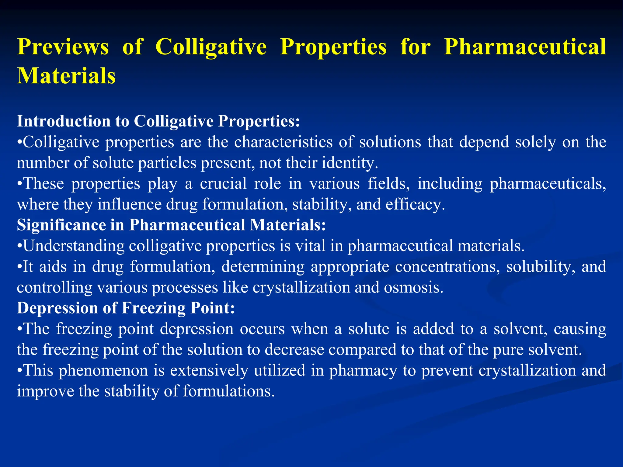 Colligative Properties of Pharmaceutical Substances | PDF
