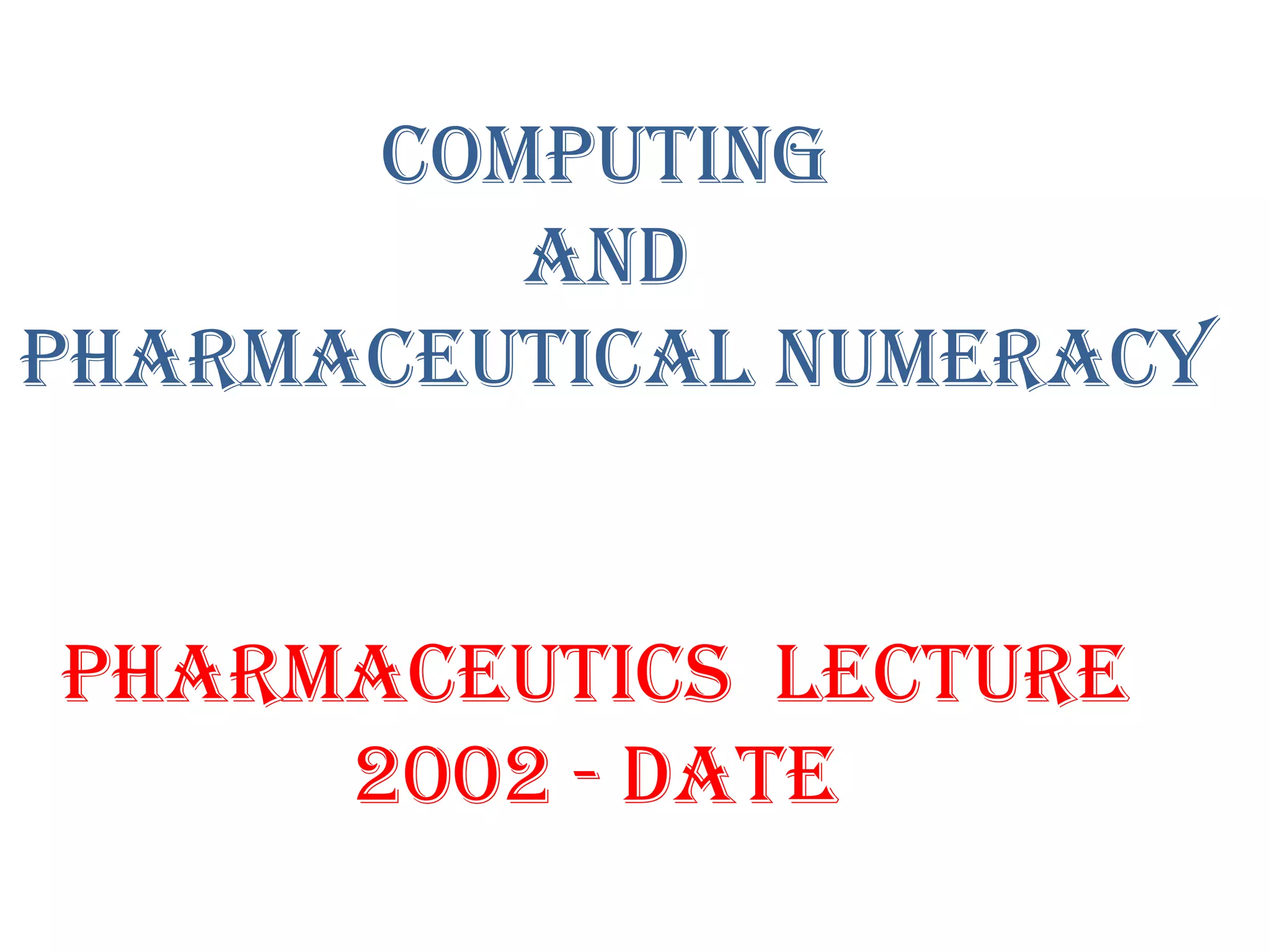 1 4-computing and pharmaceutical numeracy | PDF
