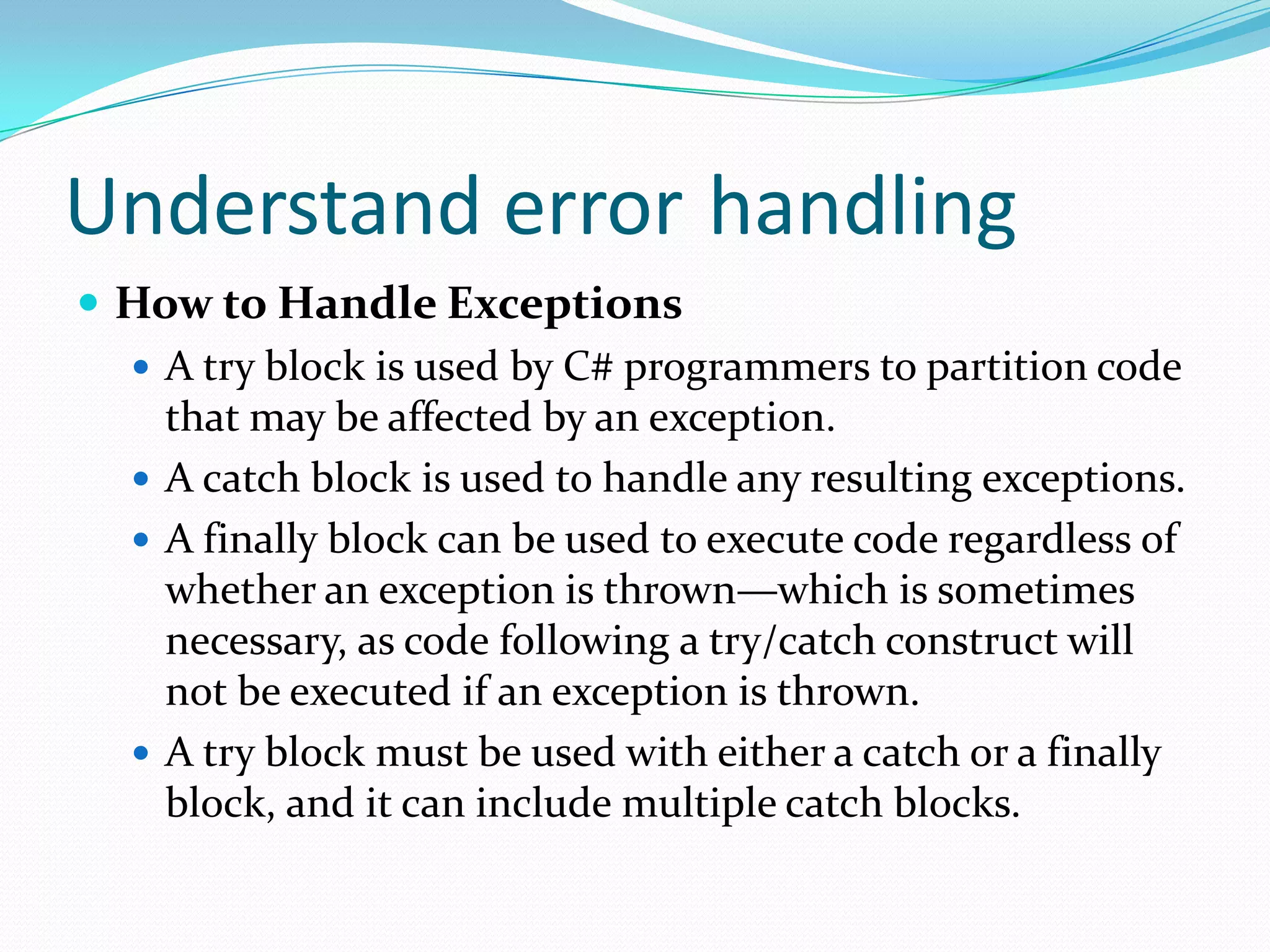 14 Core Programming Understand Error Handling Ppt
