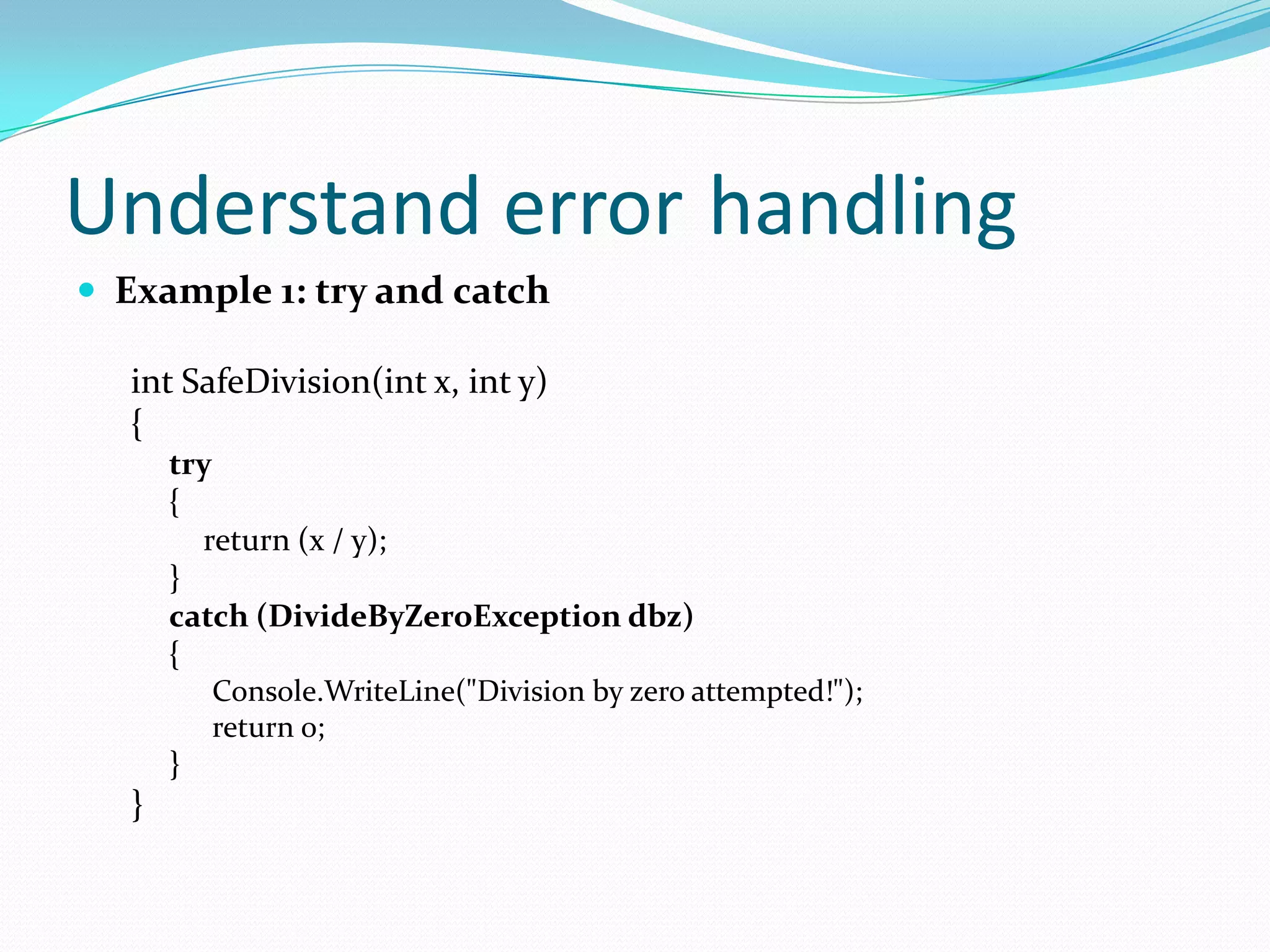 14 Core Programming Understand Error Handling Ppt