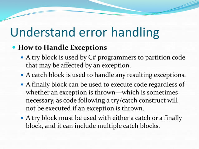14 Core Programming Understand Error Handling Ppt