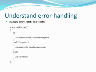 1.4 core programming [understand error handling] | PPT