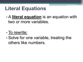 1 4 rewriting equations | PPT