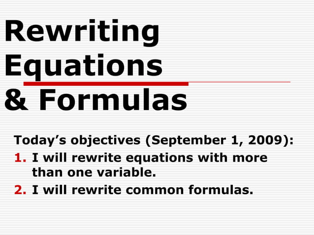 1.4 rewriting equations and formulas | PPT | Physics | Science