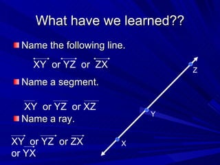1 4 segments, rays, parallel lines and planes | PPT