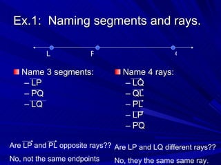 1 4 segments, rays, parallel lines and planes | PPT