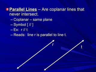 1 4 segments, rays, parallel lines and planes | PPT