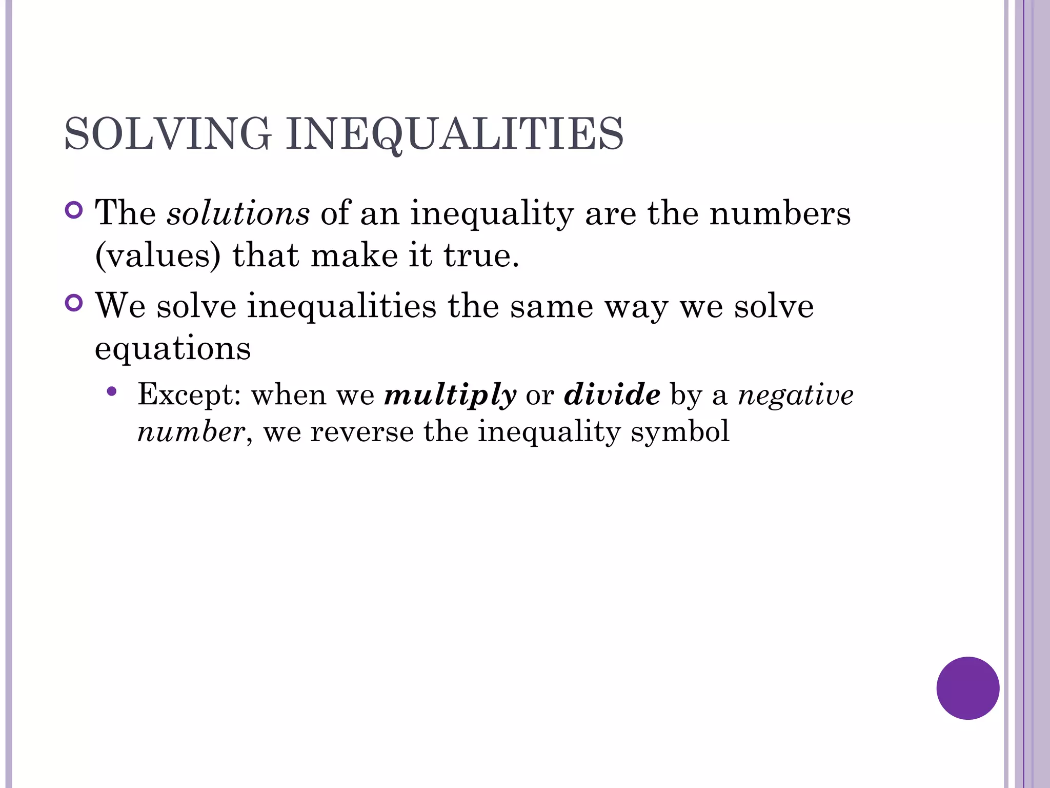 1.5 Solving Inequalities | PPT