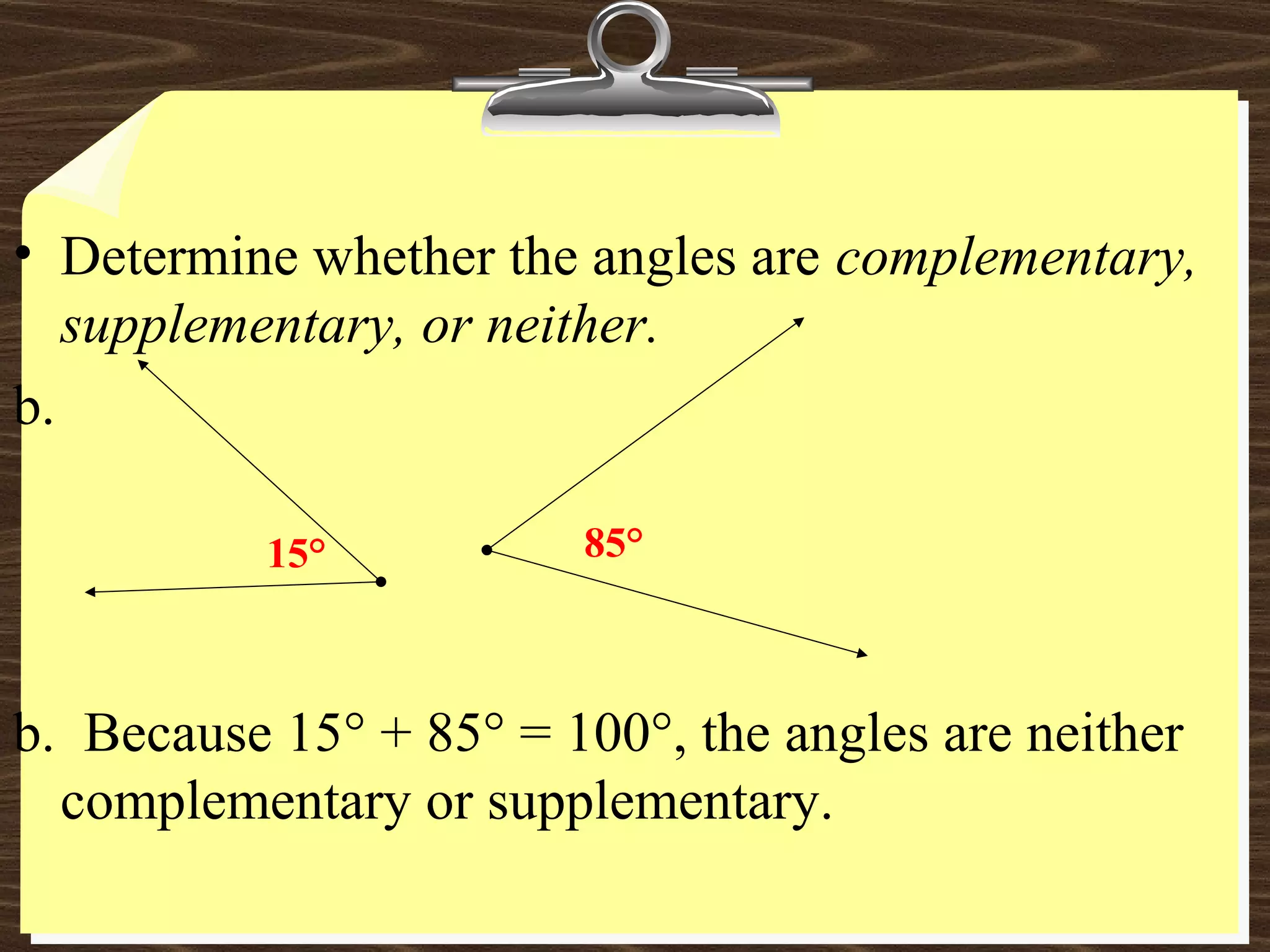 1.5 Complementary and Supplementary Angles | PPT