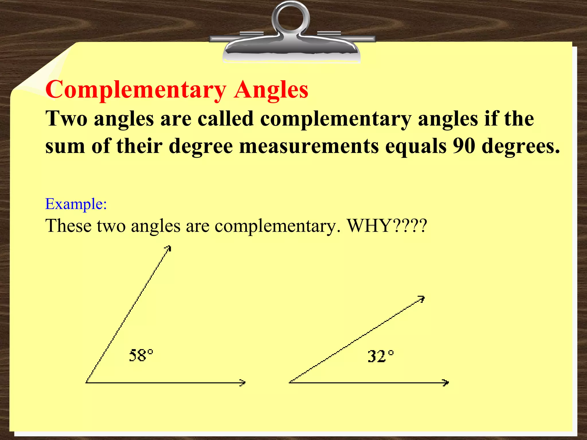 1.5 Complementary and Supplementary Angles | PPT | Physics | Science
