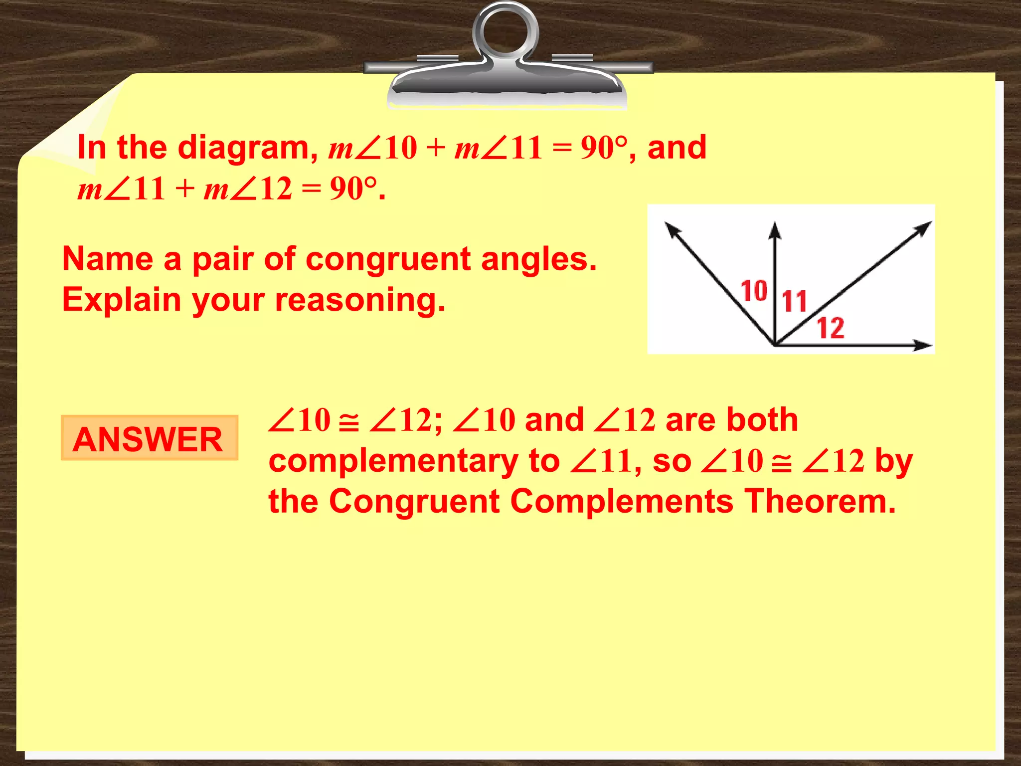 1.5 Complementary and Supplementary Angles | PPT