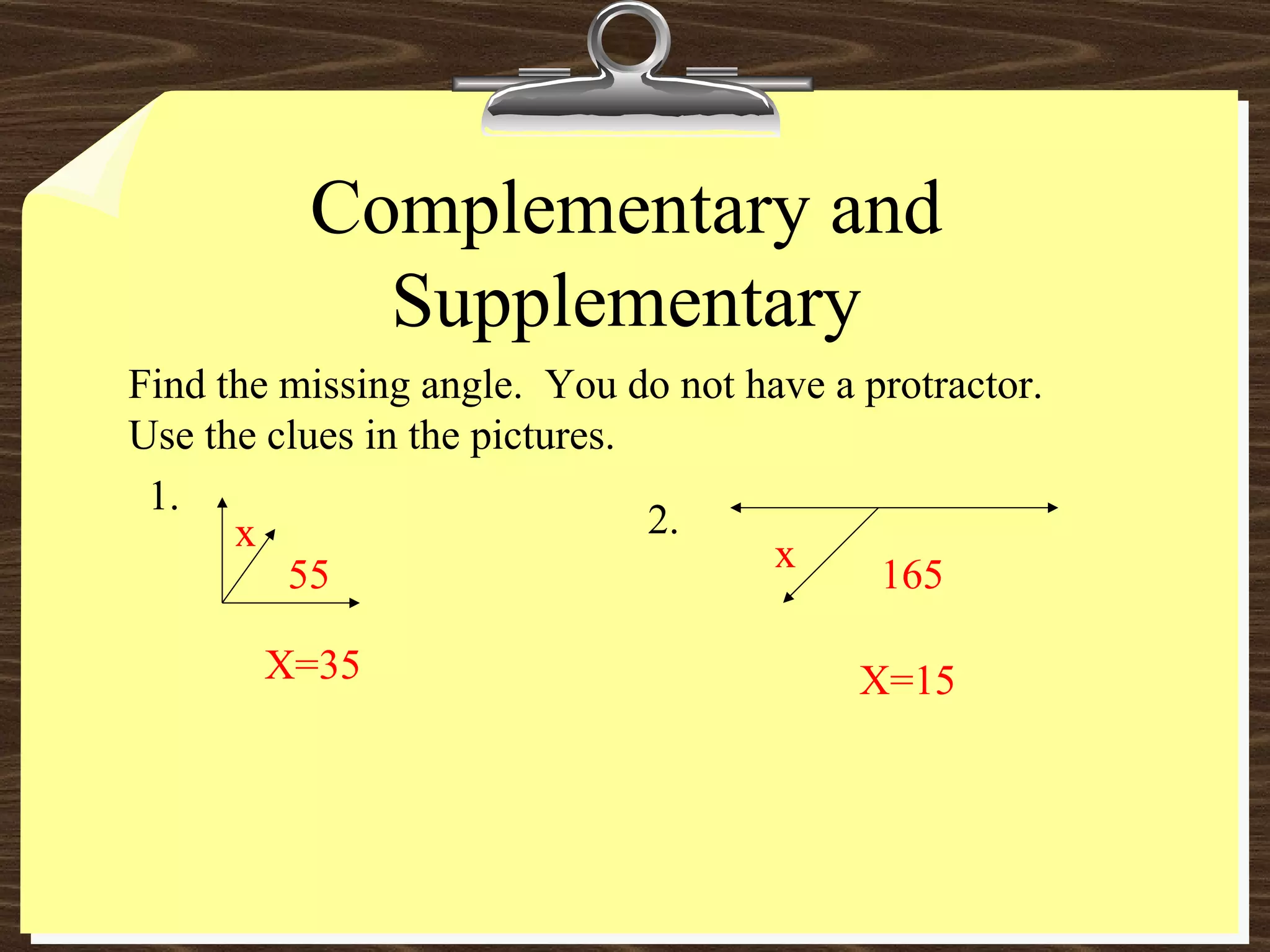 1.5 Complementary and Supplementary Angles | PPT