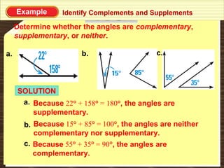 1.5 Complementary and Supplementary Angles | PPT