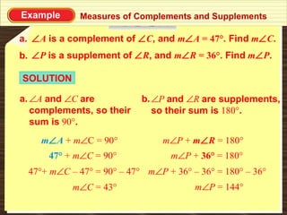 1.5 Complementary and Supplementary Angles | PPT