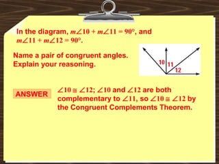 1.5 Complementary and Supplementary Angles | PPT