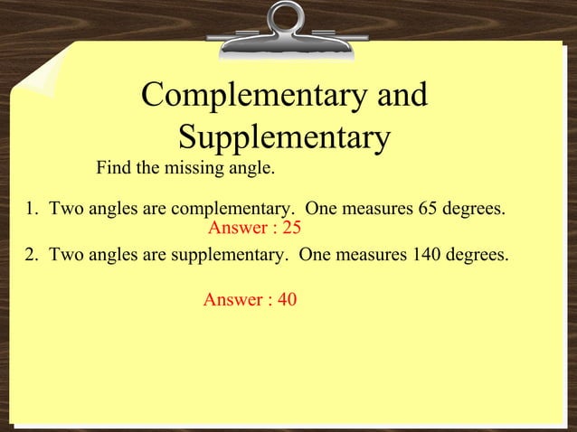 1.5 Complementary and Supplementary Angles | PPT | Physics | Science
