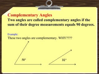 Definition Of Complementary Angles