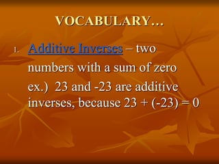 Addition of Integer For Grade VI ( 2024) | PPT