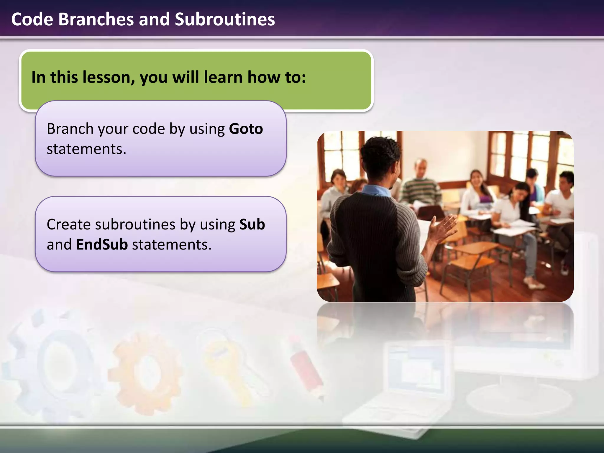 1.5 branching and subroutines | PPTX