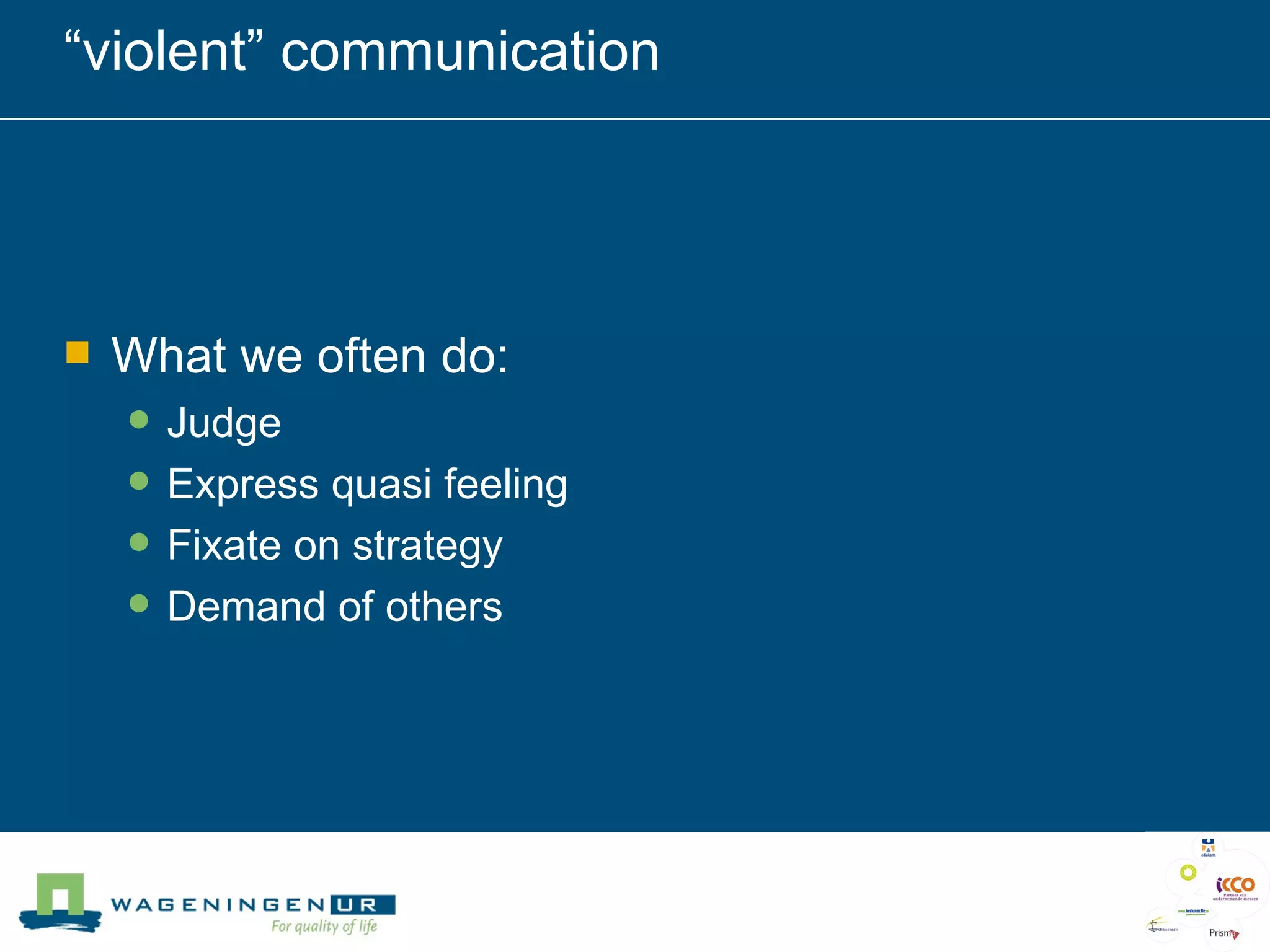 Introduction to non-violent communication | PPT