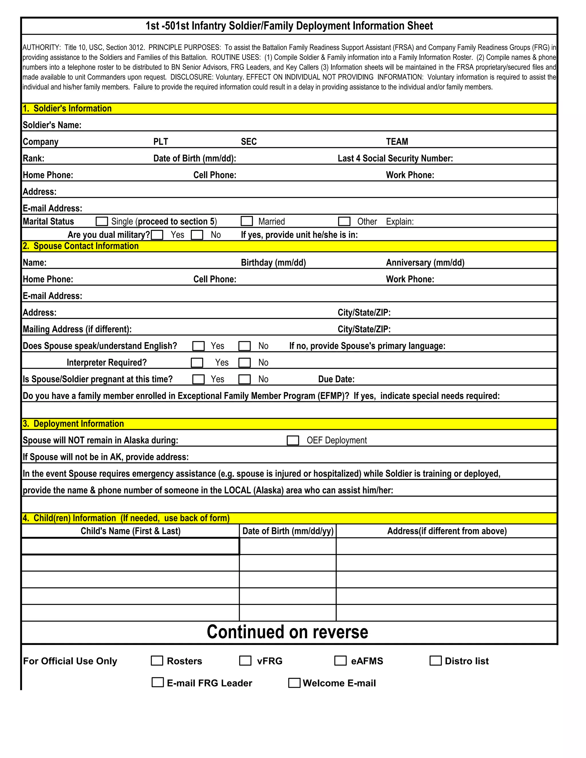 1 501st infantry deployment soldier info sheet v5[1] | PDF