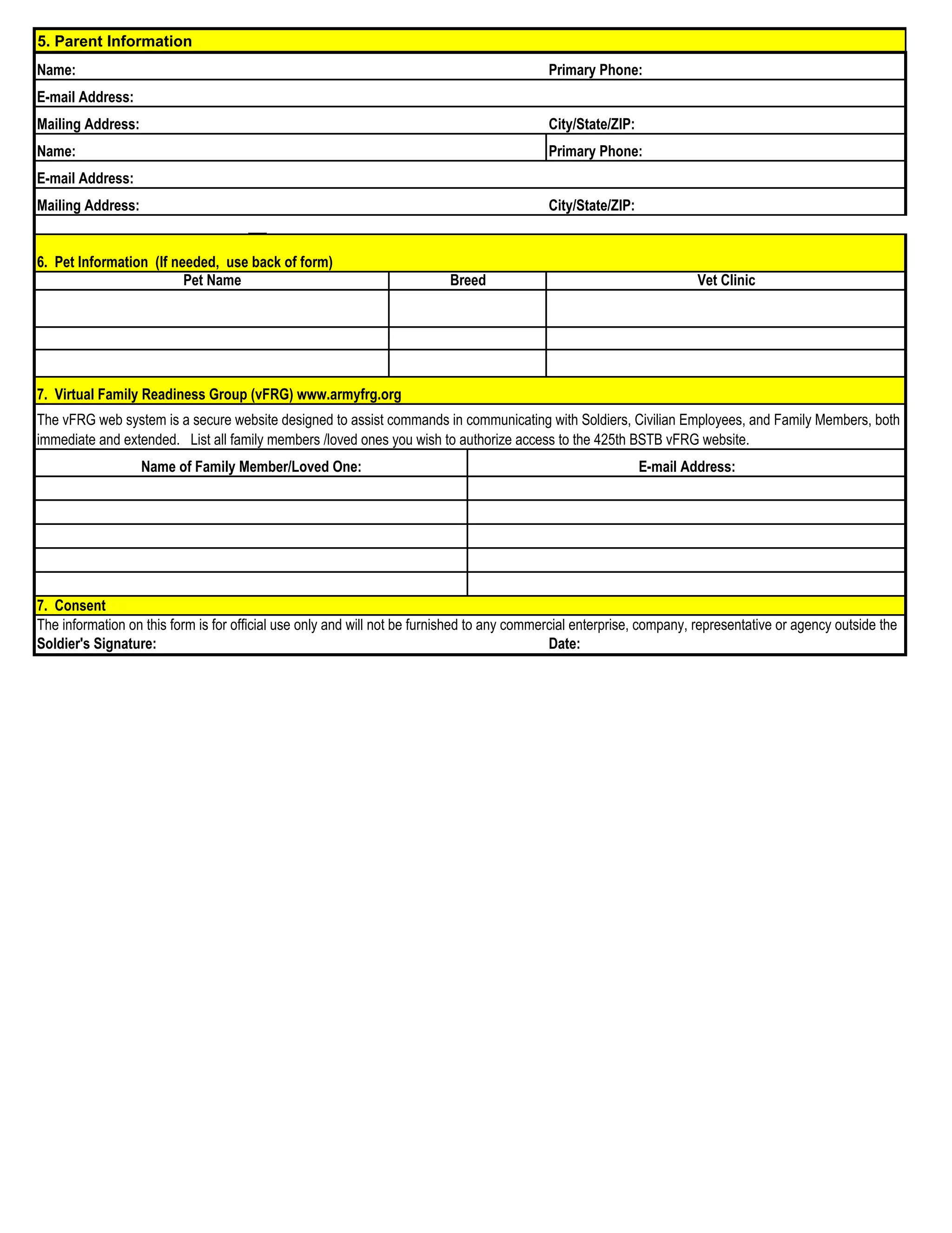 1 501st infantry deployment soldier info sheet v5[1] | PDF