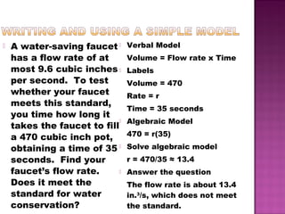 1.5 problem solving using algebraic models | PPT