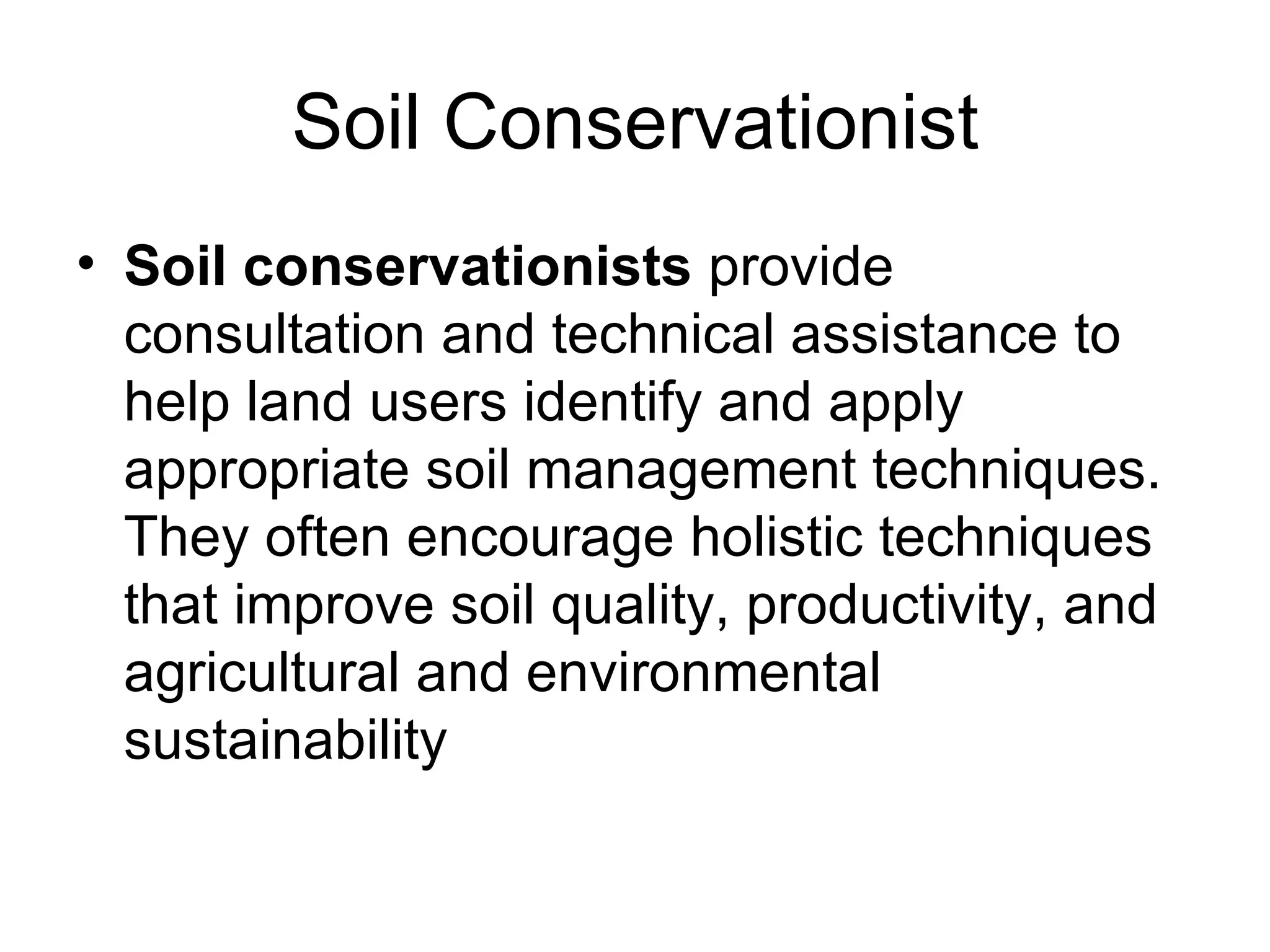 1 5 Soil Conservation Career Interviews | PPT | Agriculture | Industries