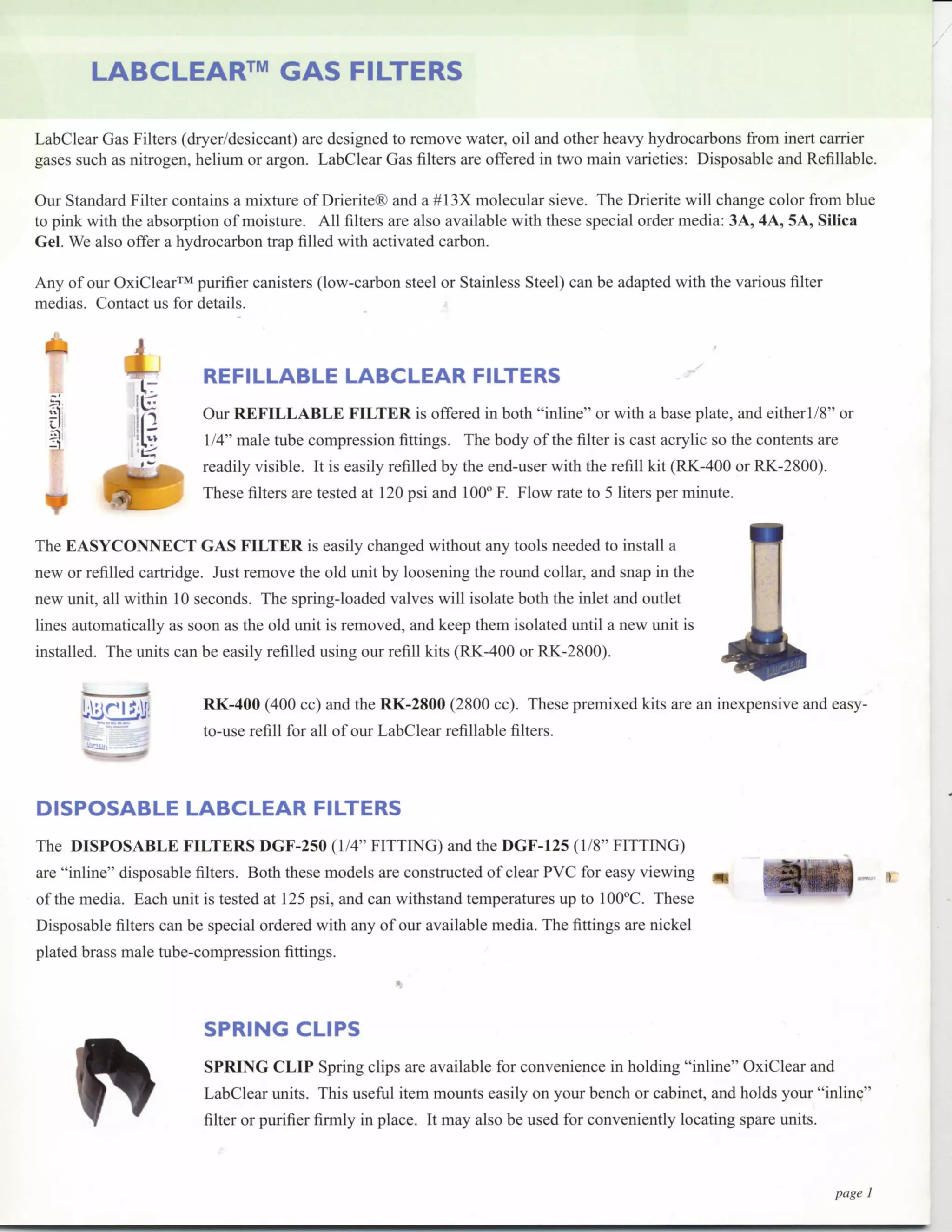 LabClear Gas Filters & Oxiclear Gas Purifiers Brochure | PDF | Skin ...