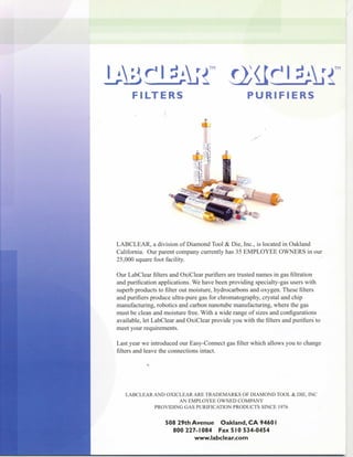 LabClear Gas Filters & Oxiclear Gas Purifiers Brochure | PPT