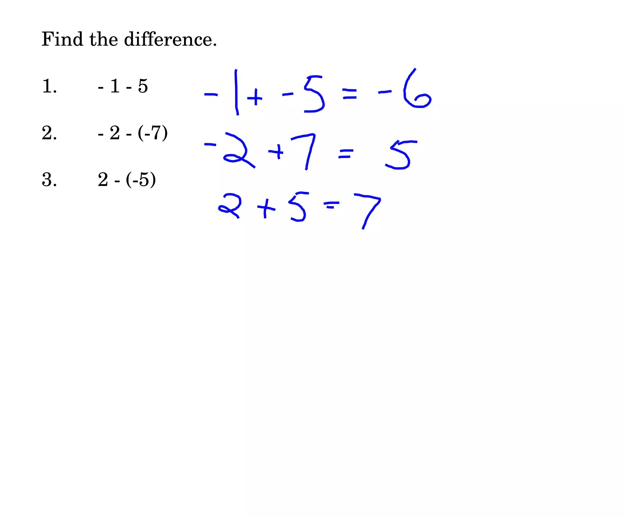Subtraction of Integers | PPT
