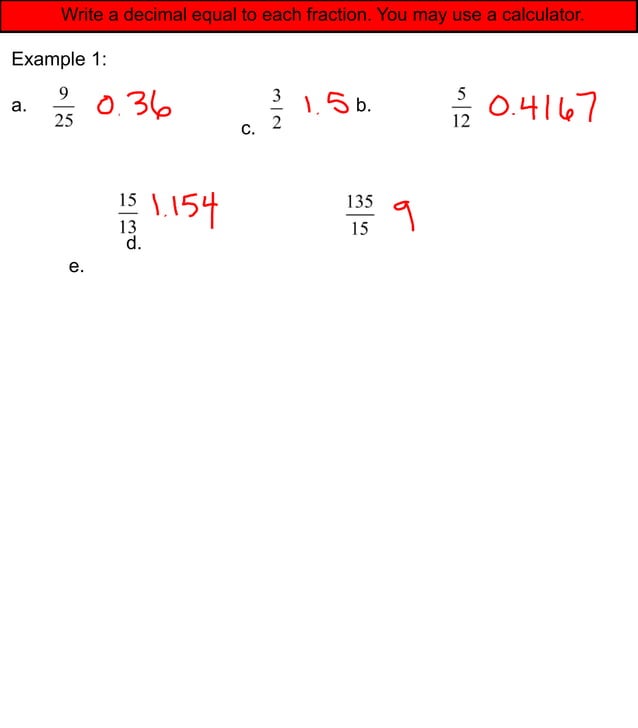 1 6 decimals for simple fractions | PPTX