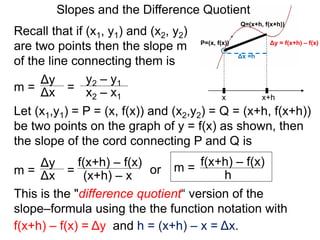 1.6 slopes and the difference quotient | PPTX