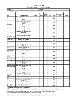 1-71 CAV apparel order forms | PDF