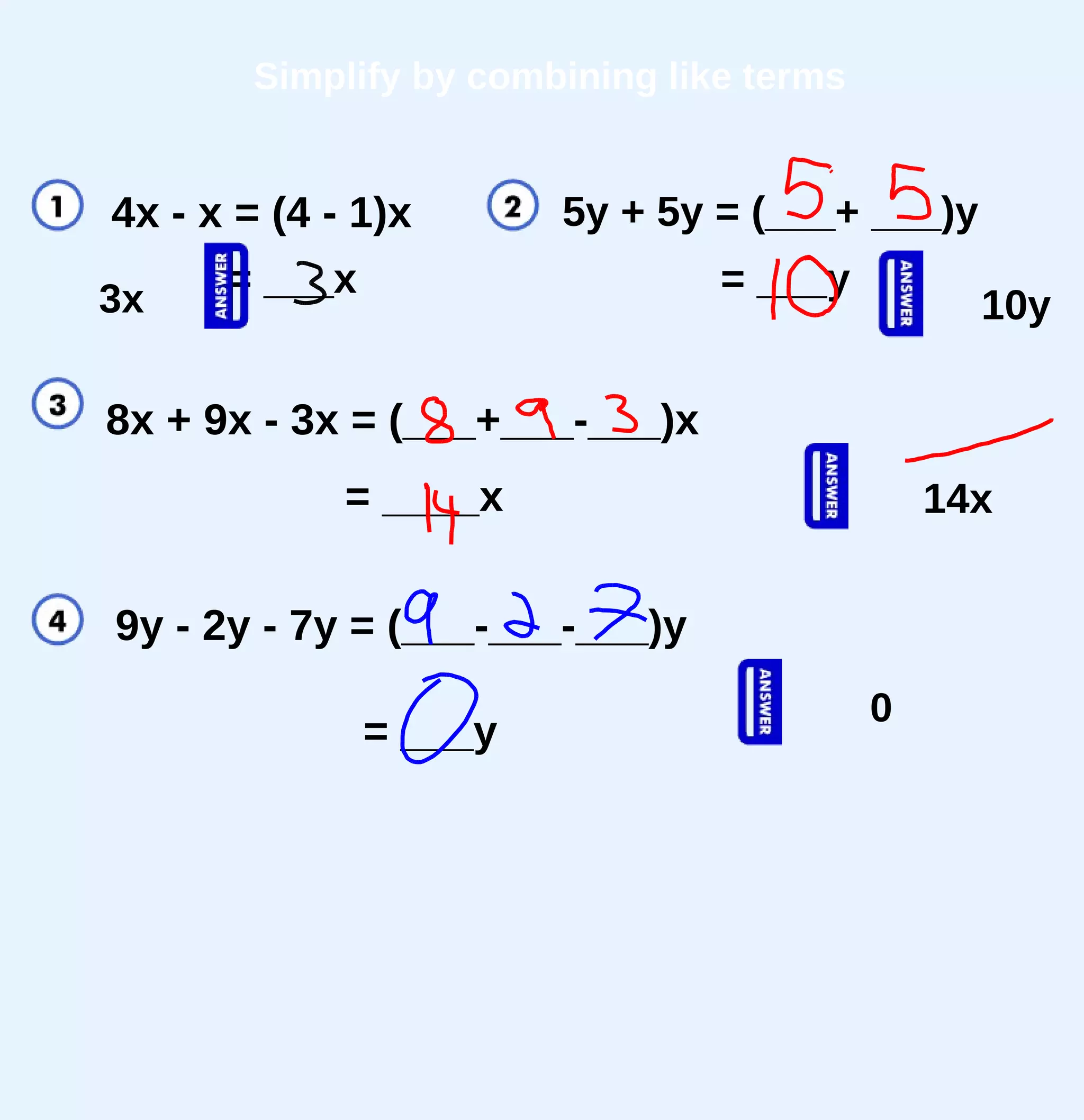 Chapter 7 - Combining Like Terms | PPT