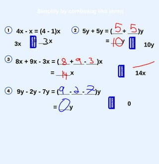 Chapter 7 - Combining Like Terms | PDF