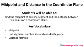 1-7 Midpoint and Distance in the Coordinate Plane | PDF